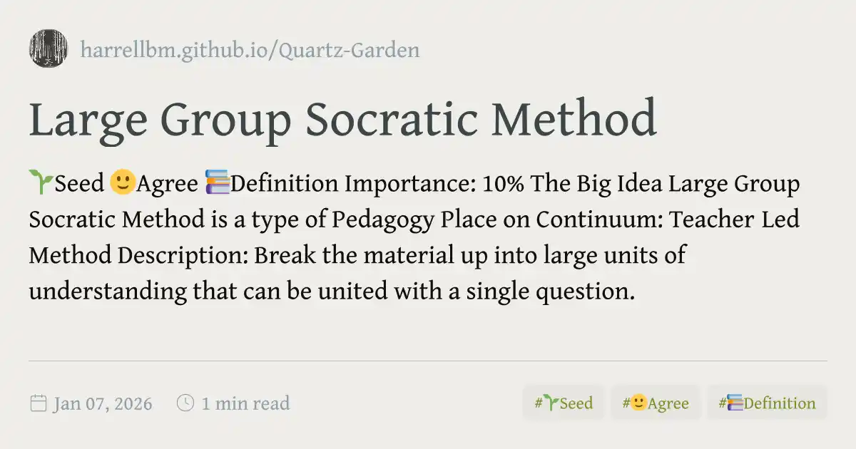 Large Group Socratic Method