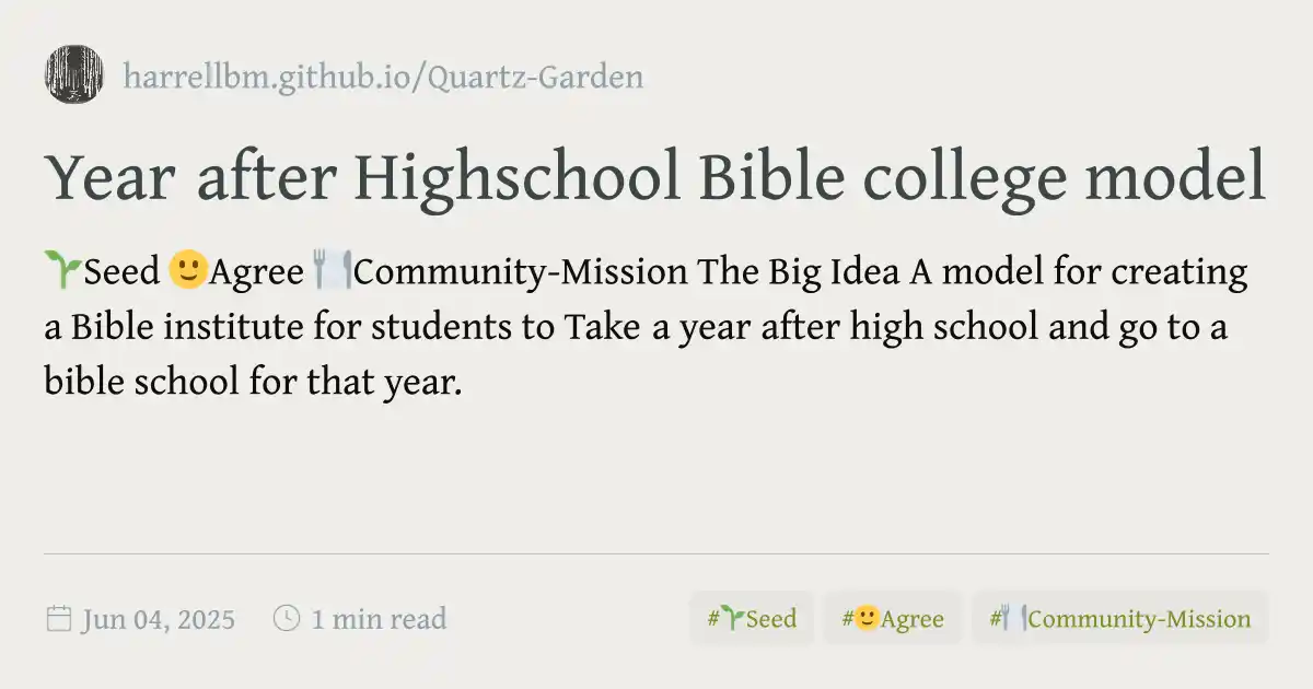 Year after Highschool Bible college model